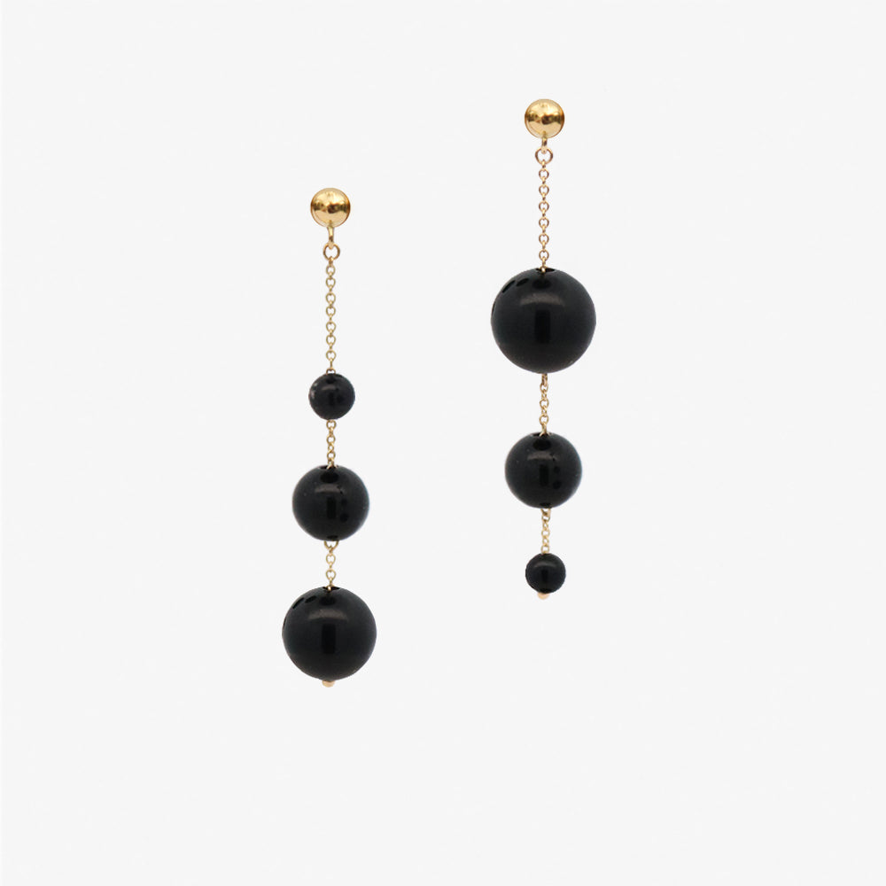 BOBA - 18ct gold, Black Onyx bead bubble drop earring (pair) – The ...