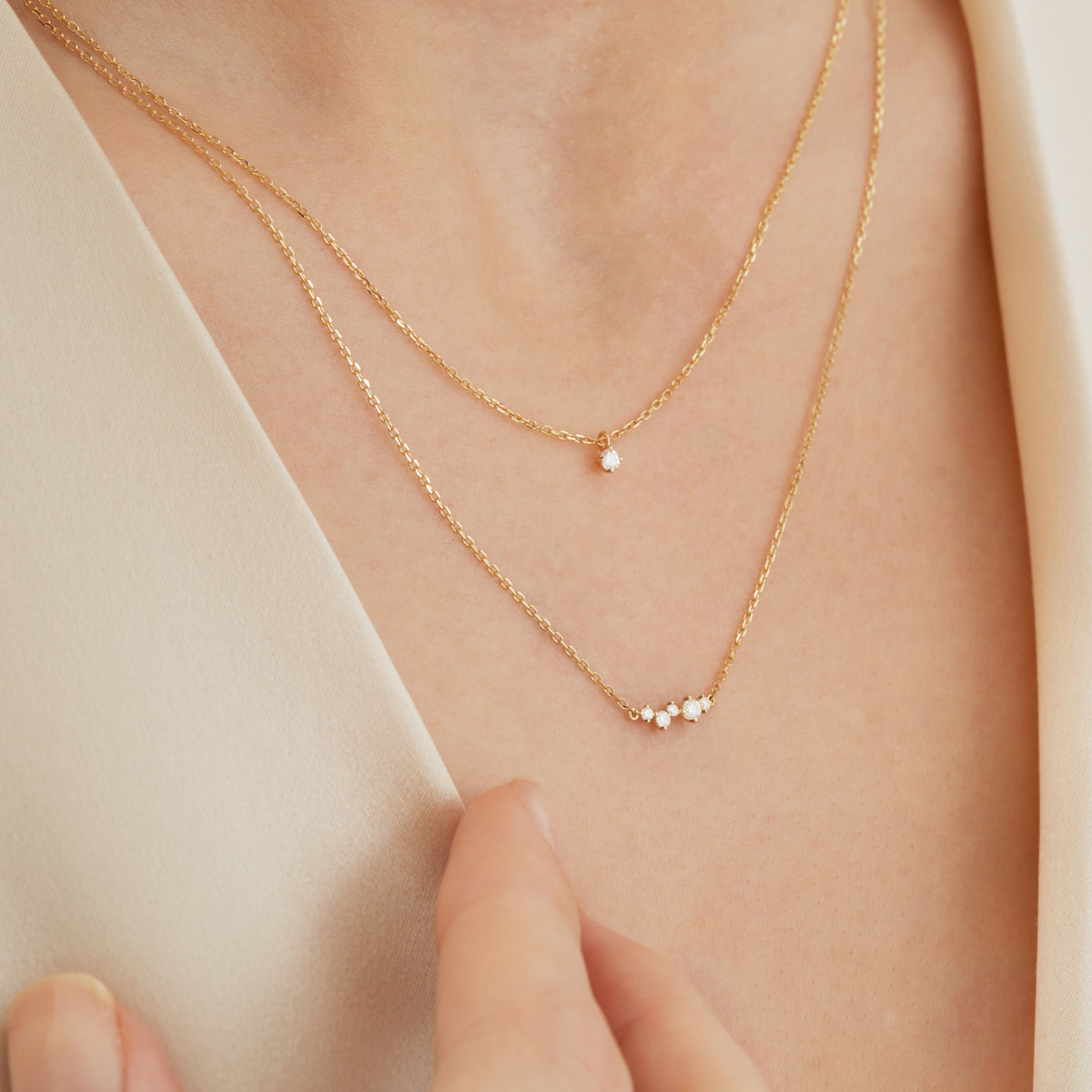 Ruifier 18ct yellow gold Scintilla Alpha Ray 5 diamond chain necklace ...