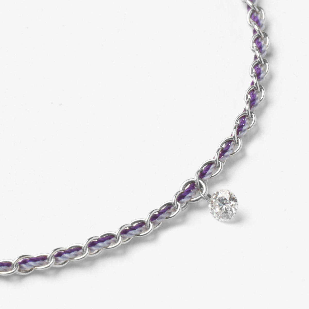 Auric - 18ct gold, 'Wisdom' Purple & Lilac woven chain diamond bracele ...
